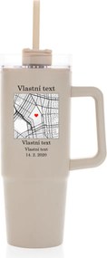 Personalizovaná cestovní termoska s průhledným víčkem s mapou