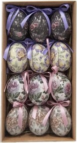 12ks dekorace závěsné vajíčko s květy Spring Egg - Ø 4*5cm