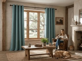 Zatemňovací závěs DREAM VELVET 140x270 cm, modrozelený Zavěšení: Řasící páska
