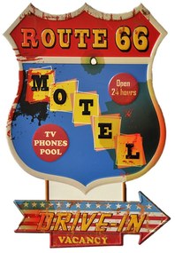 Nástěnná kovová cedule Motel Route 66 - 43*1*63 cm