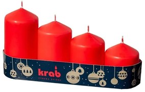 Krab - svíčka postupka 50 × 60/75/90/105 mm, červená - 4 ks