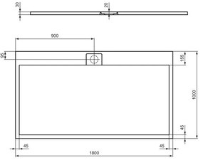 Ideal Standard i.Life Sprchová vanička litá 180 x 100 cm, betonově šedá T5245FS