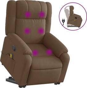Zvedací masážní polohovací křeslo hnědé textil 3205218