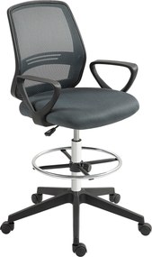 Vinsetto Kancelářská židle ergonomická židle ke stolu s područky a nastavitelným opěrným kroužkem, síťovina šedá