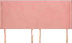Čelo postele typu ušák růžové 203x16x118/128 cm samet 3119371
