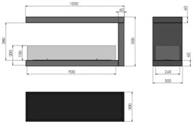 InFire - Rohový BIO krb 100x50 cm 3kW oboustranný
