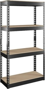 Fistar Regál 180x160x60 cm kovový lakovaný 4-policový, nosnost 700 kg - ČERNÝ