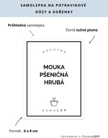 MOUKA PŠENIČNÁ HRUBÁ - omyvatelná samolepka na dózu, výběr rozměrů Ø 5 cm / 5 x 5 cm / 6 x 8 cm | DomaLEP