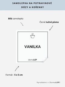 Samolepka na kořenky VANILKA bílá 5 × 5 cm tučné písmo