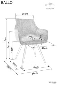 Otočné jídelní křeslo Ballo tmavě šedé