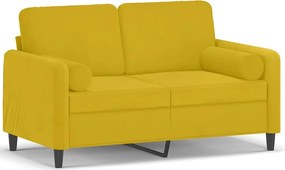 2místná pohovka s polštáři žlutá 120 cm samet 3200877