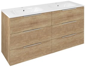 Sapho Sapho, CIRASA umyvadlová skříňka s dvojitým umyvadlem 141x77x46cm, 3x zásuvka, dub alabama, CR141-2222-31