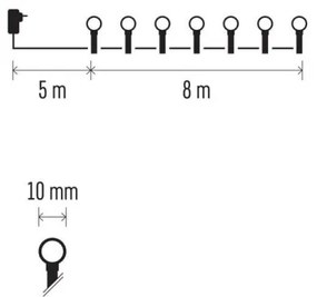 LED Vánoční venkovní řetěz 80xLED/13m IP44 studená bílá