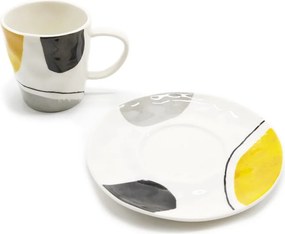 Porcelánový espresso šálek Elements s podšálkem, 120 ml – mačkaný vícebarevný design v přírodním stylu