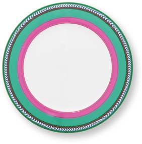 Pip Studio Pip Chique Stripes talíř ∅28cm, růžovo-zelený (Porcelánový talíř Ø 28cm)