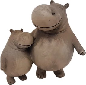 PRODEX IMPORT Zahradní figurka hroch s mládětem velký 15x13 cm