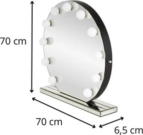 Stolní kosmetické zrcadlo Torano s LED osvětlením bílé/stříbrné
