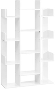 VASAGLE Polička na knihy se 13 úložnými policemi, knihovna, 86 x 140 x 25 cm, bílá