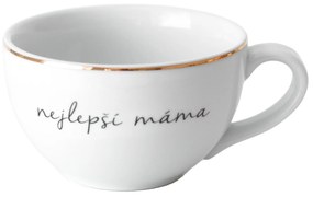 Bella Rose Porcelánový hrnek Nejlepší máma 300 ml, bílá barva, zlatá barva, porcelán