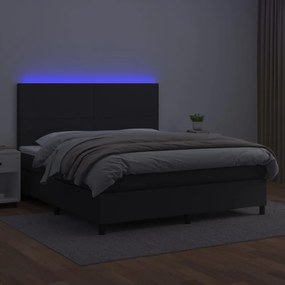 Box spring postel s matrací a LED černá 180x200 cm umělá kůže 3135837