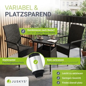 Juskys Čtvercový polyratanový zahradní stůl Yoro Barva: černá, Velikost: 60 cm