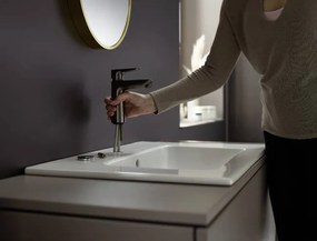 Hansgrohe Talis E, umyvadlová baterie 110 s odtokovou soupravou s táhlem, kartáčovaná černá chromová, 71710340