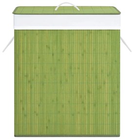 Bambusový koš na prádlo s jednou přihrádkou zelený 83 l