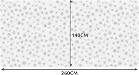 Ubrus se sněhovými vločkami 260 x 140 cm – bílostříbrný