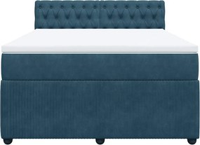 Box spring postel s matrací modrá 160 x 200 cm samet 3287792