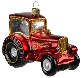 Vánoční dekorace traktor červený