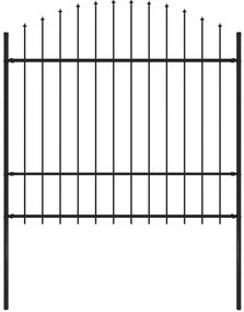 Zahradní plot s kopím nahoře ocelový 181 x 175 cm černý