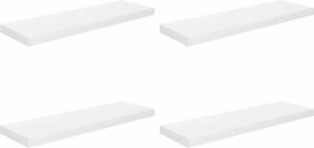 Plovoucí nástěnné police 4 ks lesklé bílé 80x23,5x3,8 cm MDF 323753