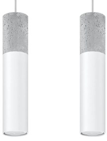 Závěsné svítidlo Borgio, 2x betonové/bílé kovové stínítko