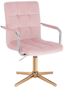 LuxuryForm DESIGN Otočná židle VERONA VELUR na zlatém kříži - růžová