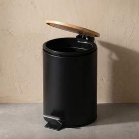 Odpadkový koš do koupelny s bambusem ZETRU, 3 l, černý