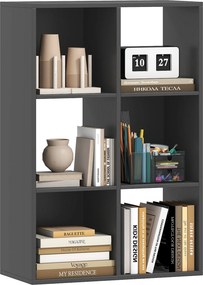 HOMCOM regálový stojan ve tvaru kostky se 6 přihrádkami z dřeva v rustikálním designu, 61,5x29,5x91,5 cm, černá