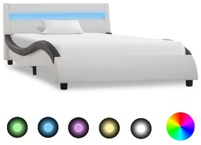 vidaXL Rám postele s LED světlem bílý a černý umělá kůže 90 x 200 cm