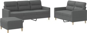 3dílná sedací souprava s poduškami tmavě šedá textil 3201609
