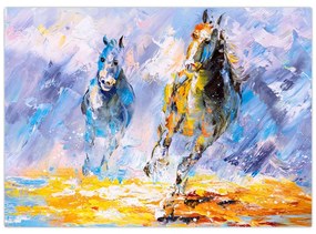 Obraz běžících koňů, olejomalba (70x50 cm)