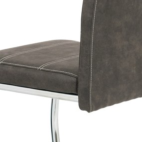 AUTRONIC Jídelní židle, potah antracitově šedá látka COWBOY v dekoru vintage kůže, kovová