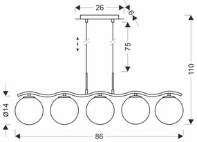 Lustr na lanku LUMOS 5xG9/20W/230V kouřová černá