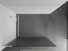 Mexen Kioto L, sprchová zástěna Walk-In 100 x 200 cm, 8mm sklo s žebrovým vzorem, bílý profil, 800-100-103-20-09