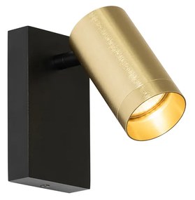 Wandlamp zwart met goud verstelbaar met schakelaar - Jeana Luxe