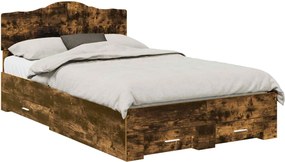 Rám postele s čelo Kouřový dub 135 x 190 cm Kompozitní dřevo 3413206