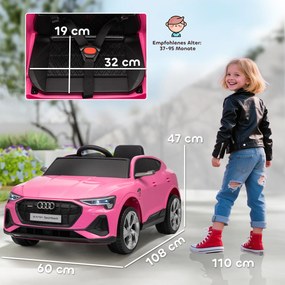 HOMCOM Elektrické dětské auto 12V, elektrické vozidlo Audi E-tron, elektrické auto s dálkovým ovládáním, bezpečnostní pás, pro děti 3-5 let