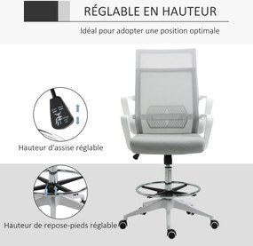 Vinsetto Výškově nastavitelná kancelářská židle s vysokým sedákem, rozměry 64D x 59Š x 104-124V cm, otočná kancelářská stolička 360°, prodyšná síťovi…