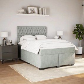 Box spring postel s matrací světle šedá 140x200 cm samet 3293236