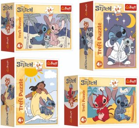 TREFL PUZZLE Stitchova dobrodružství mini 20x13cm 54 dílků 4 druhy tr54220