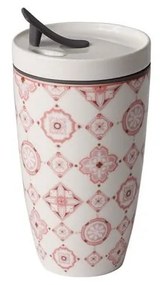 Červeno-bílý porcelánový cestovní hrnek Villeroy &amp; Boch Like To Go, 350 ml