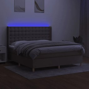 Box spring postel s matrací a LED taupe 180x200 cm textil 3139217